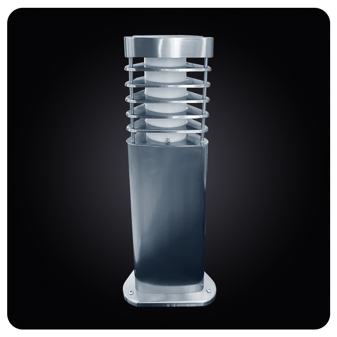 Modern Metallic LED Bollard Light with Horizontal Shields 49-ST834-500 ...